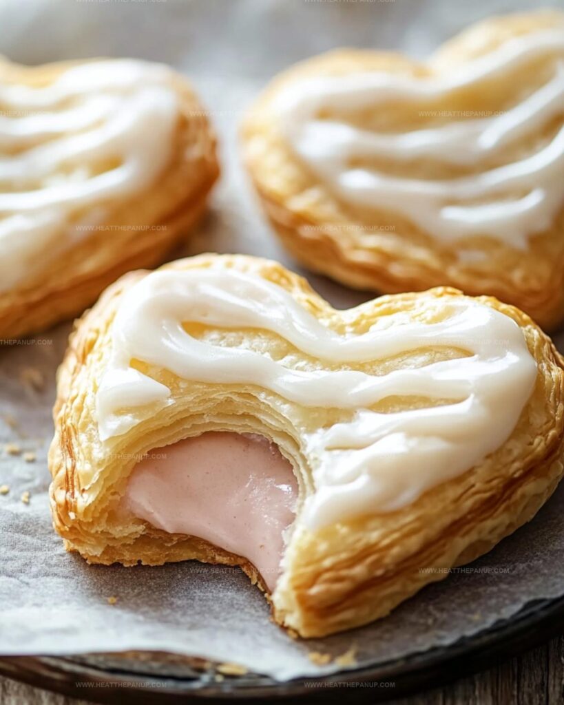 Dreamy Puff Pastry Hearts With Icing Recipe: Bake Love Today - Heat The ...